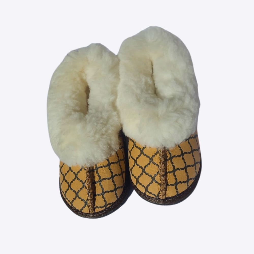 Moroccan Brown Sheepskin Slippers for Men - South African Sheepskin ...