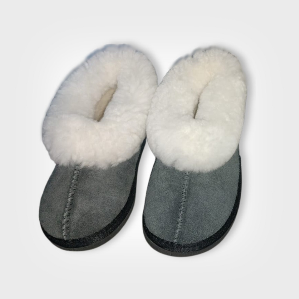 Charcoal Sheepskin Slippers for Men and Women (Full Boot Slipper ...